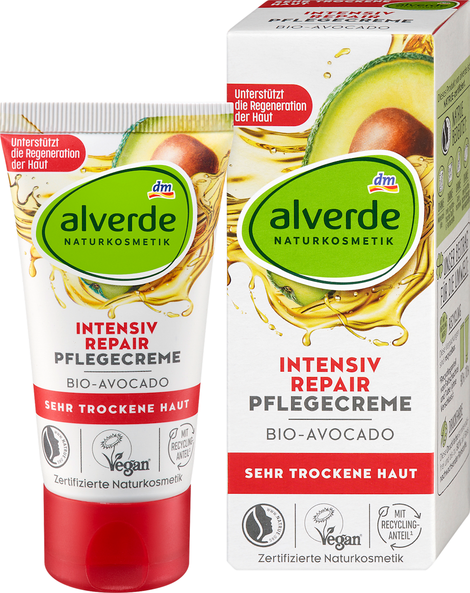 alverde NATURKOSMETIK Крем за лице Intensive Repair с био авокадо, 50 ml | dm България