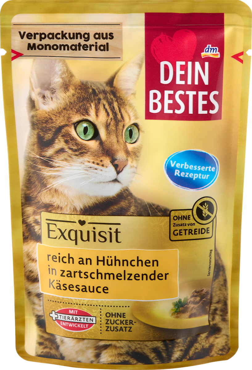 Dein Bestes Nassfutter Katze reich an Hühnchen in Käsesauce, Exquisit ...