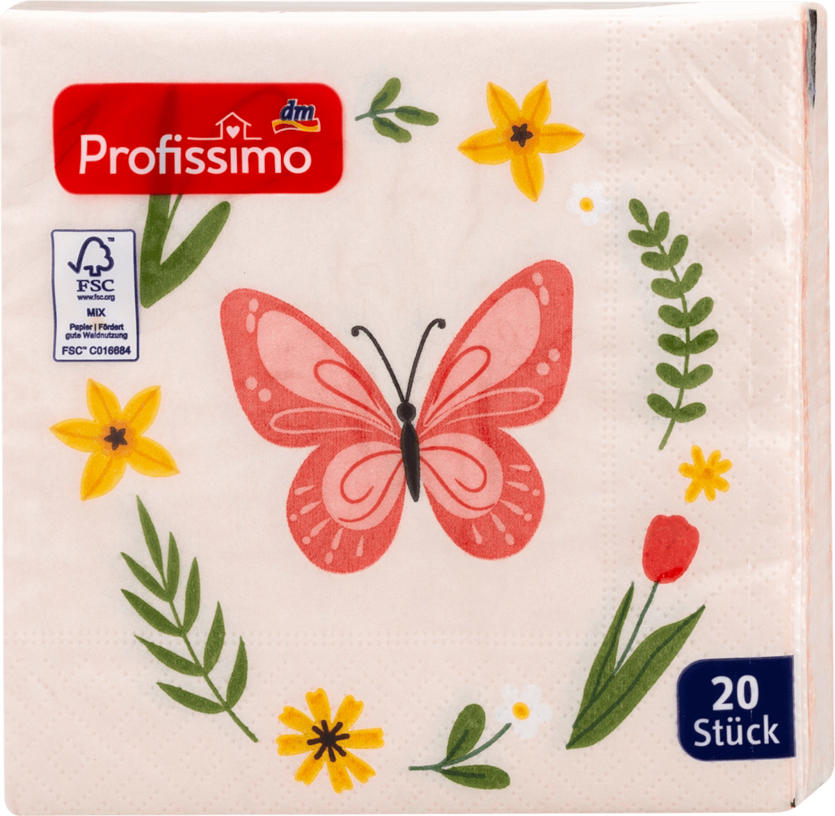 Profissimo Коктейлни салфетки Венец с пеперуда, (25x25 cm), 20 бр. | dm ...