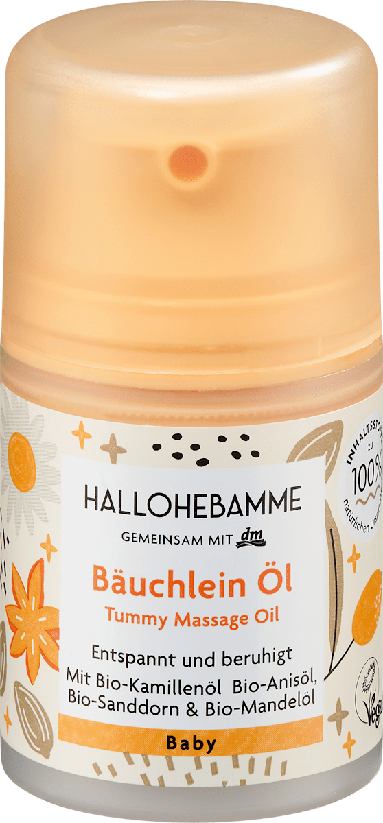 HALLOHEBAMME Olje za masažo dojenčkovega trebuščka, 50 ml | dm.si