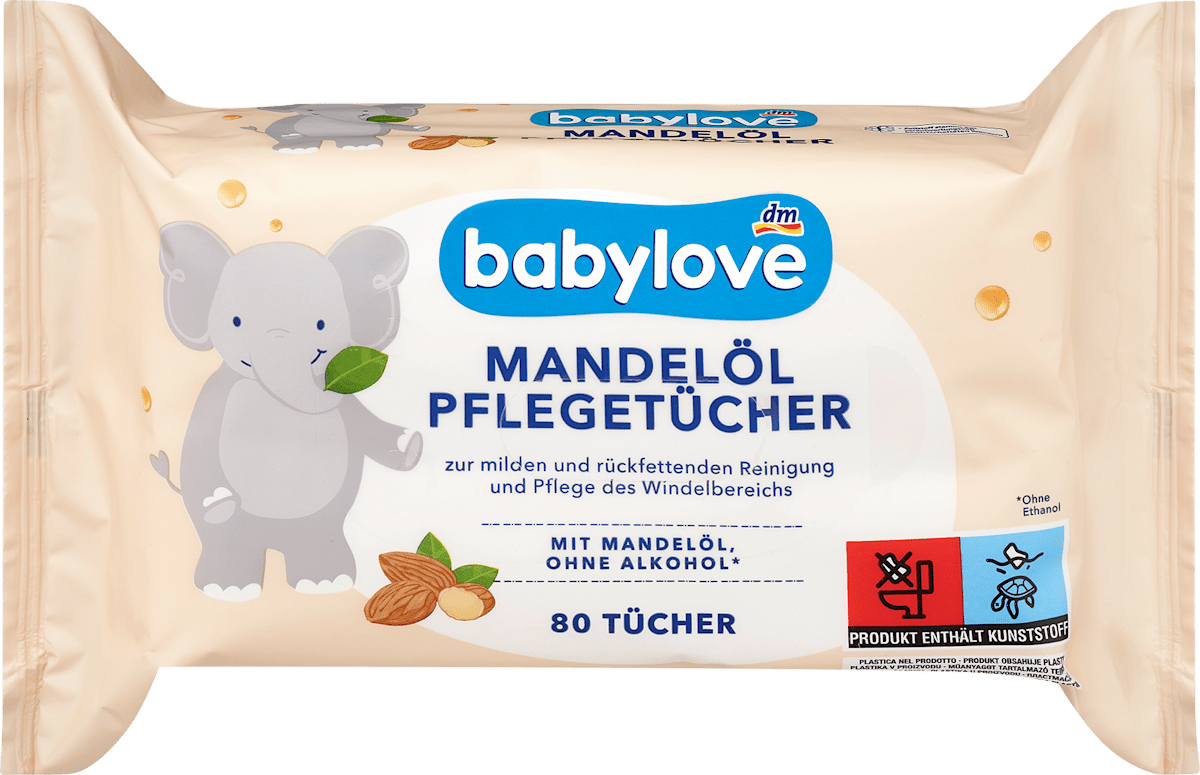 babylove Vlažne maramice za bebe sa bademovim uljem, 80 kom | dm.rs