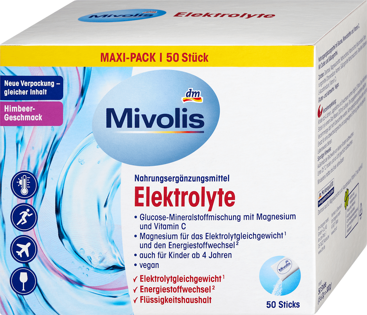 Mivolis Elektrolyty s malinovou príchuťou, 50 ks | mojadm.sk