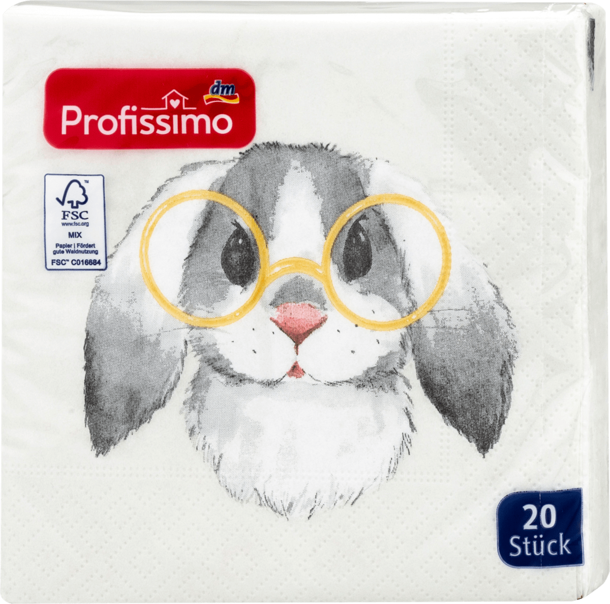 Profissimo Коктейлни салфетки Умно зайче, (25x25 cm), 20 бр. | dm България