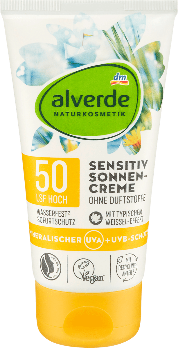 alverde NATURKOSMETIK krém na opalování Sensitiv OF50, 75 ml | dm.cz