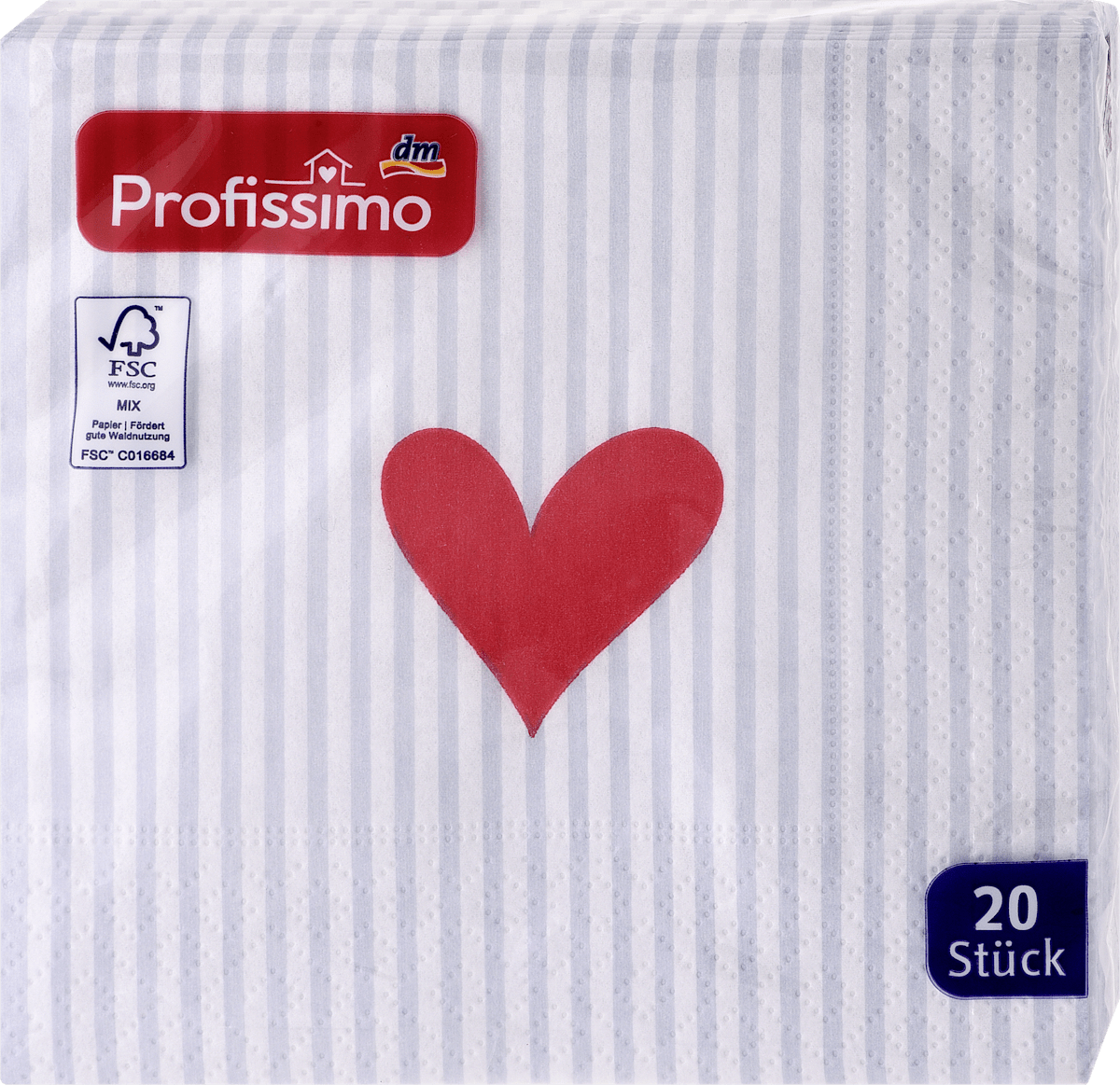 Profissimo Serviete z motivom srca, 25 x 25 cm, 20 kos | dm.si