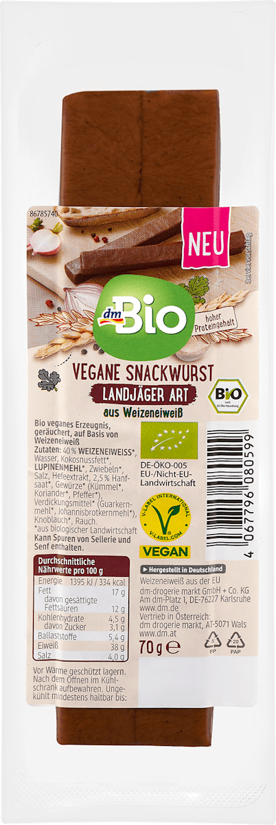 dmBio Vegane Snackwurst Landjäger Art, 70 g dauerhaft günstig online ...