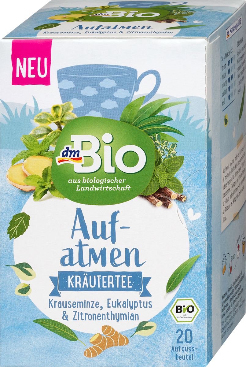 dmBio Kräutertee "Aufatmen" mit Krauseminze, Eukalyptus ...