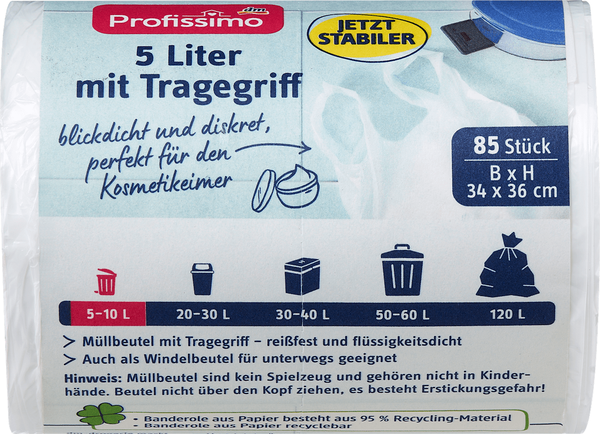 Profissimo Kese za smeće sa ručkom, zapremina: 5-10L, 85 kom | dm.rs