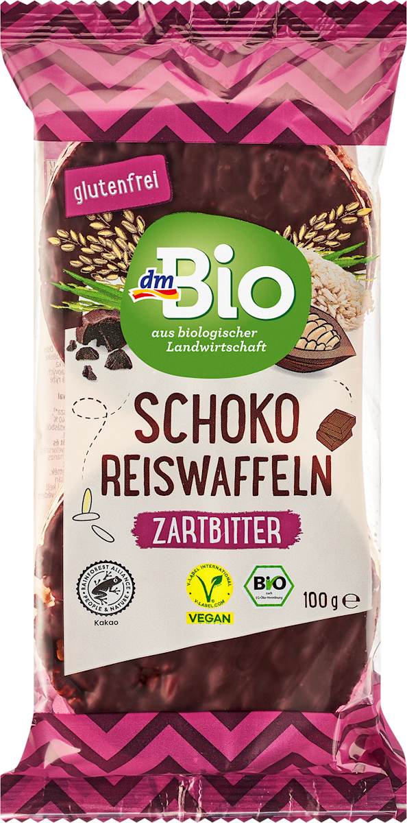 dmBio Reiswaffeln, Schoko Zartbitter, glutenfrei, 100 g dauerhaft ...