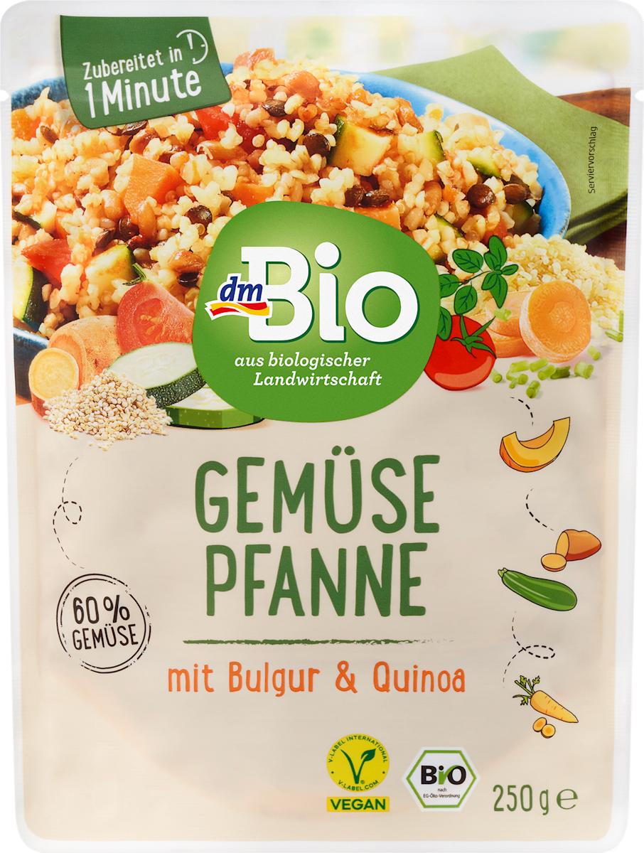 dmBio Fertiggericht, Gemüsepfanne mit Bulgur & Quinoa, 250 g dauerhaft ...