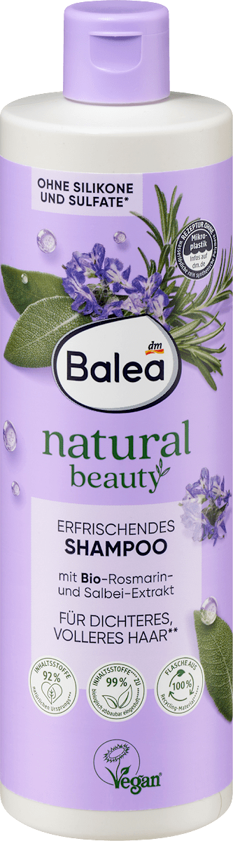 Balea Shampoo Natural Beauty Erfrischende Kräuter, 400 ml dauerhaft ...