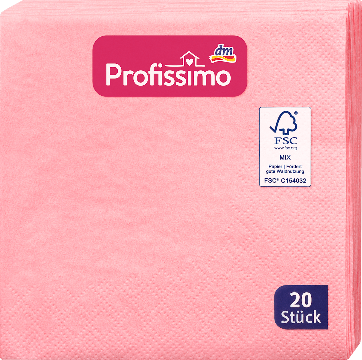 Profissimo ubrousky 24x24 cm, 3vrstvé růžové, 20 ks | dm.cz