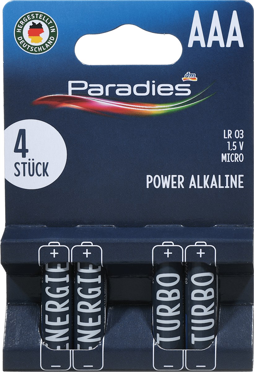 Paradies Alkalne baterije AAA Micro, LR 03, 1,5 V, 4 kos | dm.si
