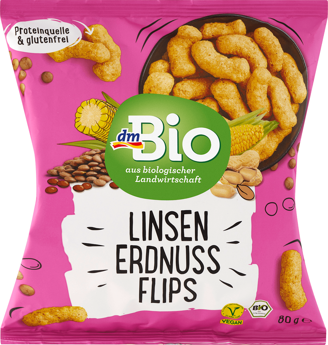 dmBio Linsenflips Erdnuss, 80 g dauerhaft günstig online kaufen | dm.de