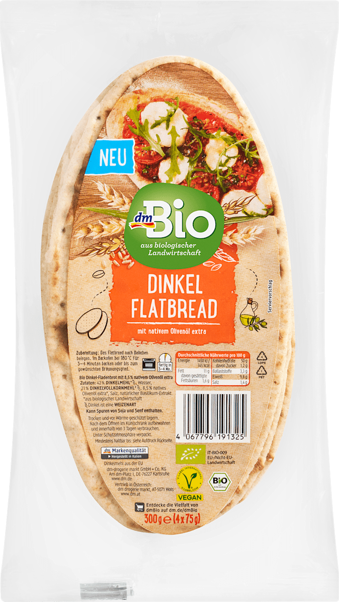 dmBio Dinkel Flatbread, 300 g dauerhaft günstig online kaufen | dm.de