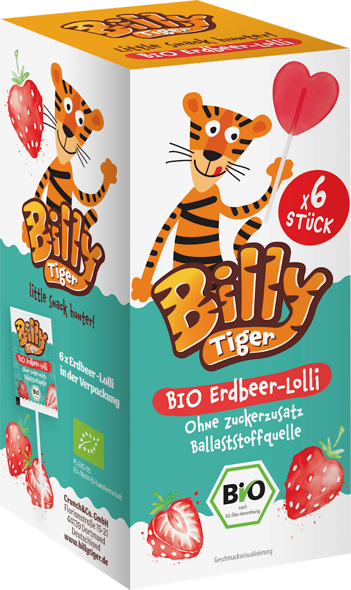 Billy Tiger Lolli Erdbeere (6x6 g), 6 St dauerhaft günstig online ...