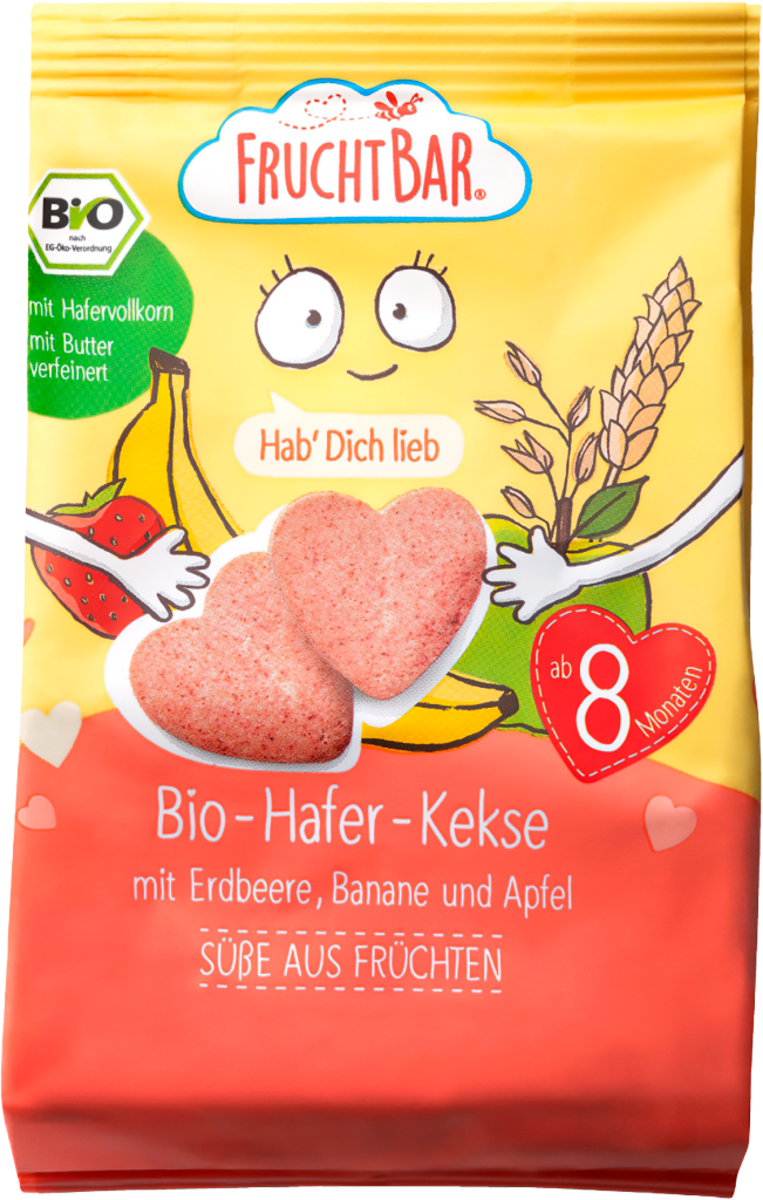 FruchtBar bio obilninové sušenky s příchutí ovoce, 100 g | dm.cz