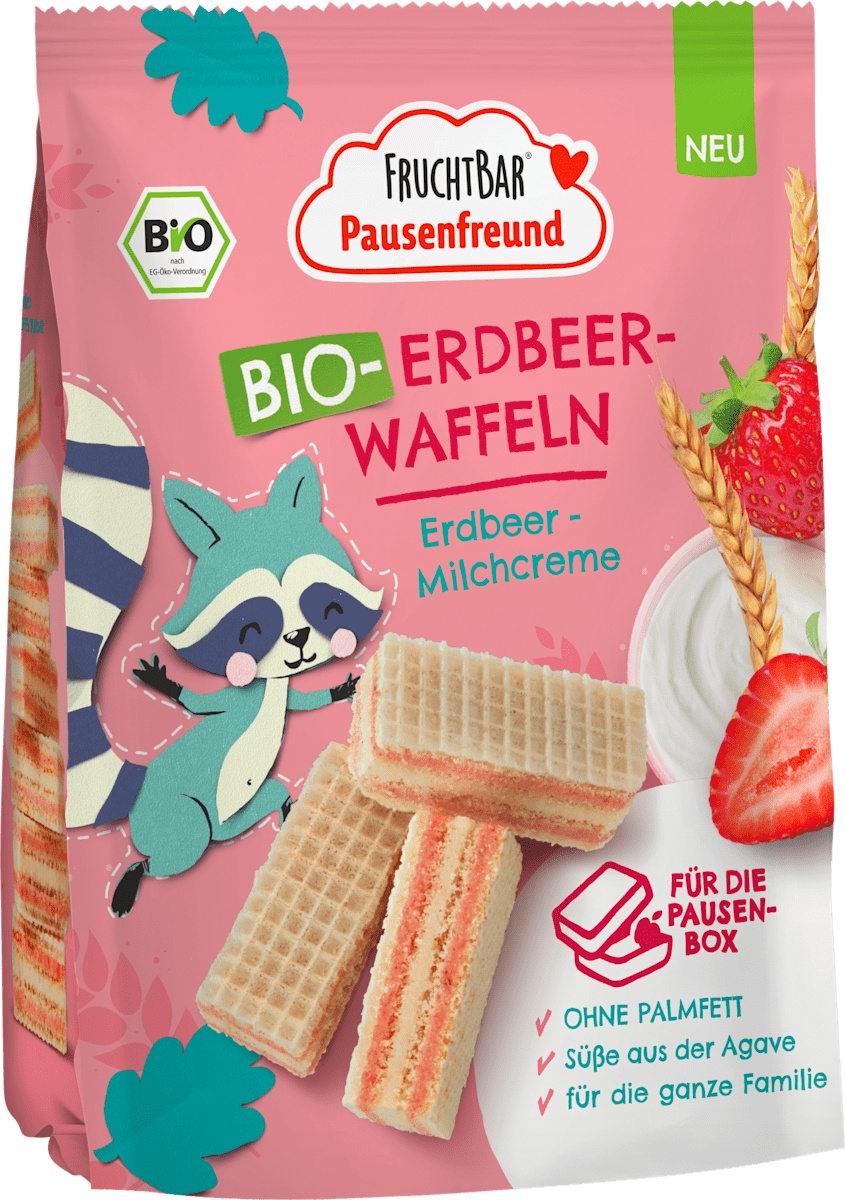 FRUCHTBAR Pausenfreund Kindersnack Erdbeer Waffeln ab 3 Jahren, 100 g ...