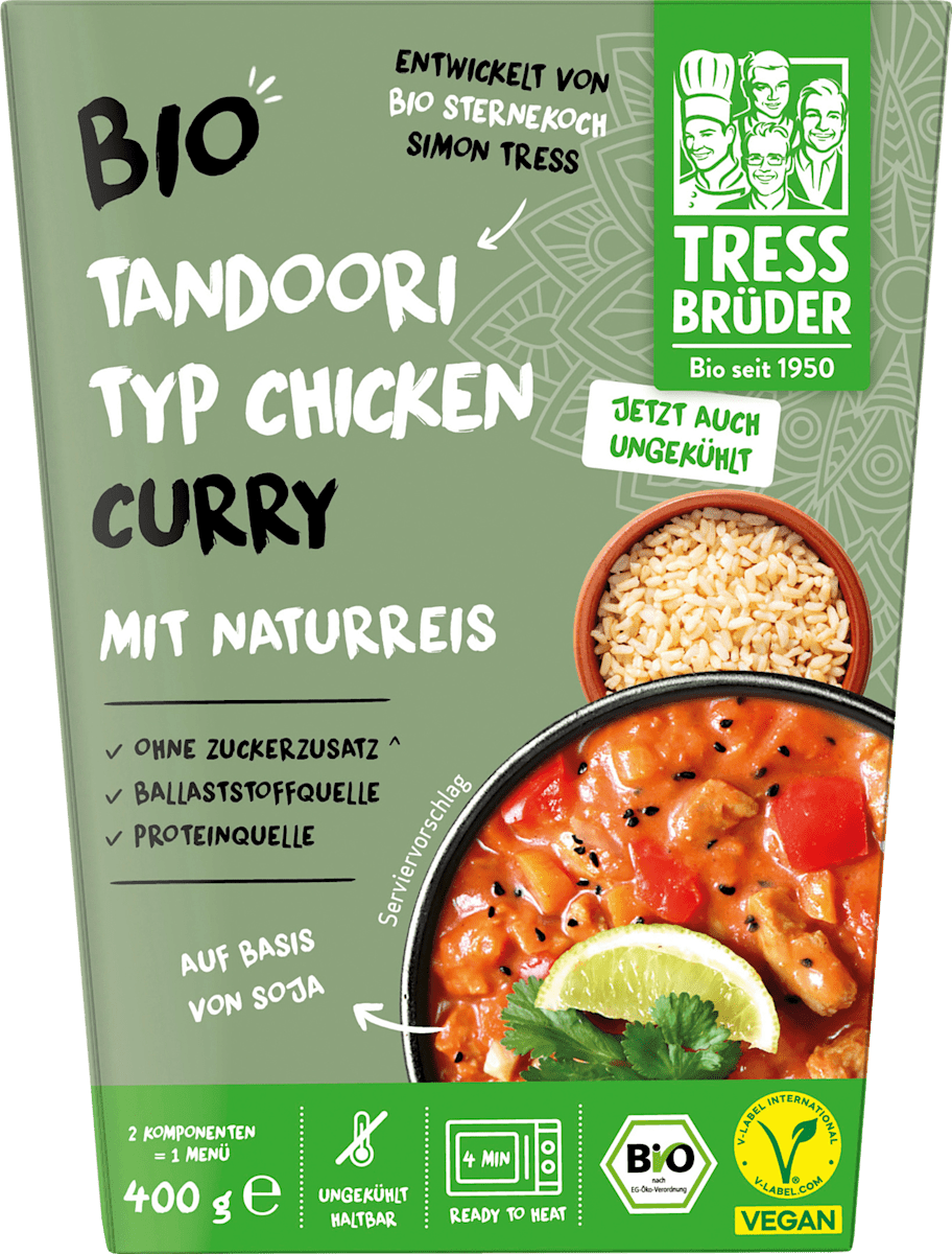 TRESSBRÜDER Tandoori Typ Chicken Curry mit Naturreis, 400 g dauerhaft ...