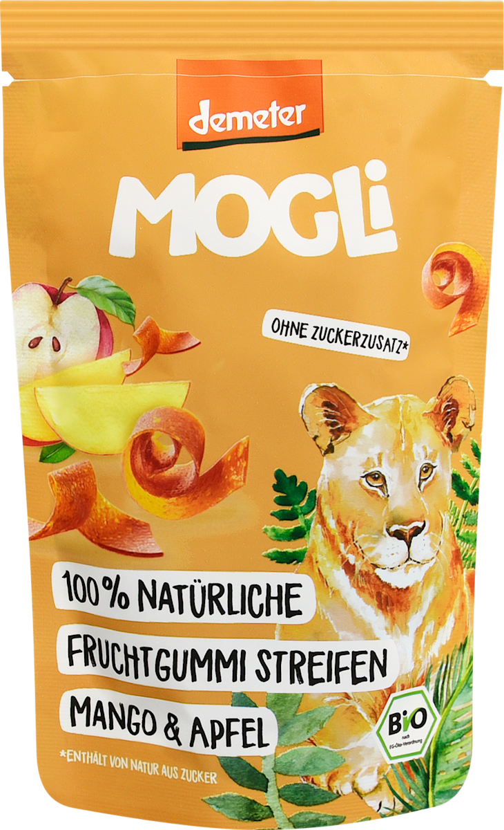 MOGLi Kindersnack Obst Mango Streifen mit Apfel ab 3 Jahren, 25 g | dm.at