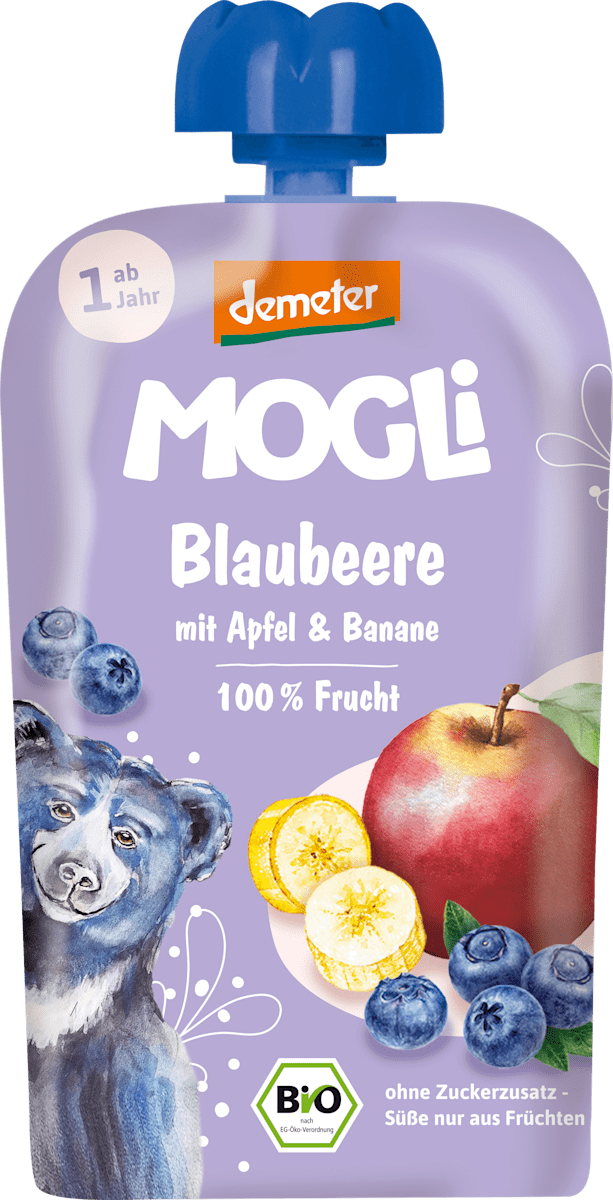 MOGLi Kapsička bio jablko, banán, čučoriedka, 100 g | mojadm.sk