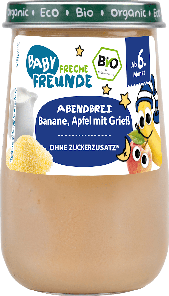 Freche Freunde Abendbrei Banane, Apfel, mit Grieß ab dem 6.Monat, 190 g dauerhaft günstig online ...