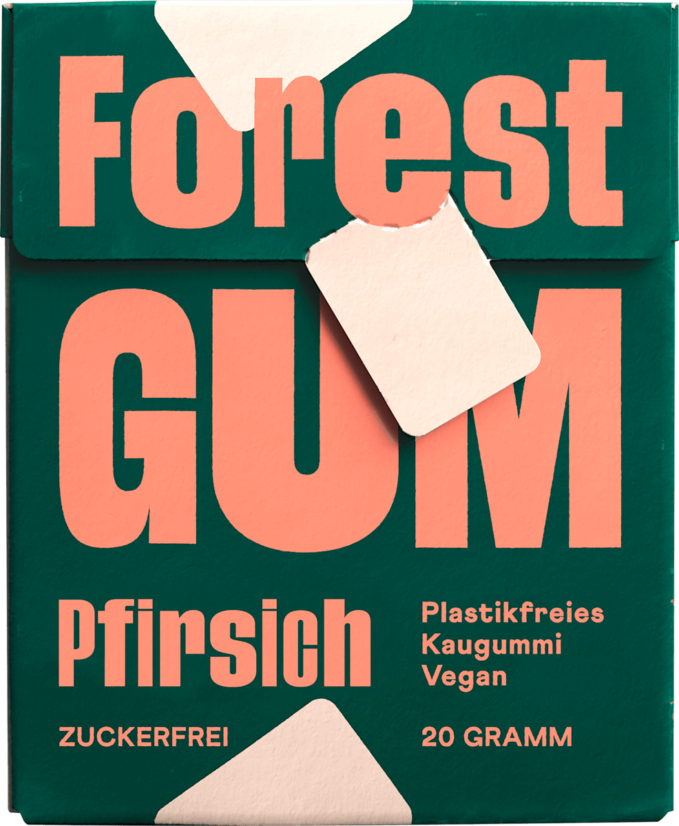 Forest GUM Kaugummi, Pfirsich, zuckerfrei (10 Stück), 20 g dauerhaft ...