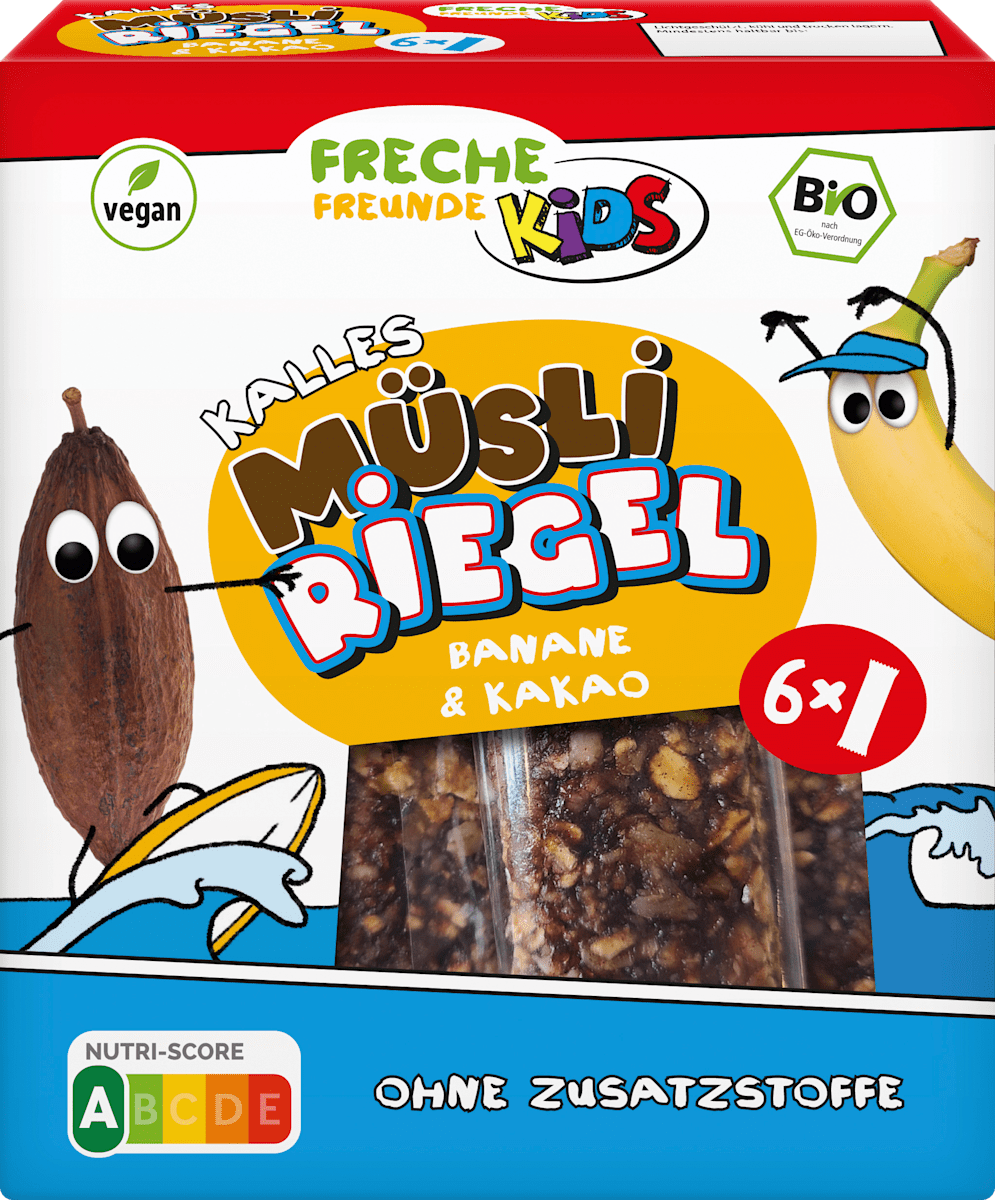 Freche Freunde Kindersnack Fruchtriegel Banane & Kakao, ab 3 Jahren (6x26 g), 156 g dauerhaft ...