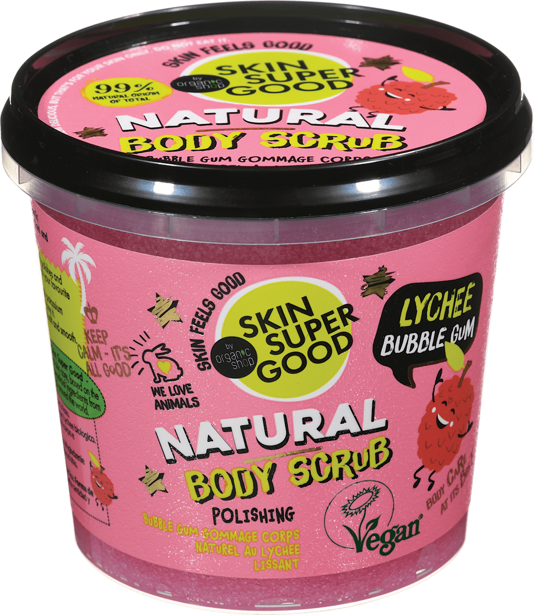 SKIN SUPER GOOD Naravni piling za telo Lychee Bubble Gum, 360 ml | dm.si
