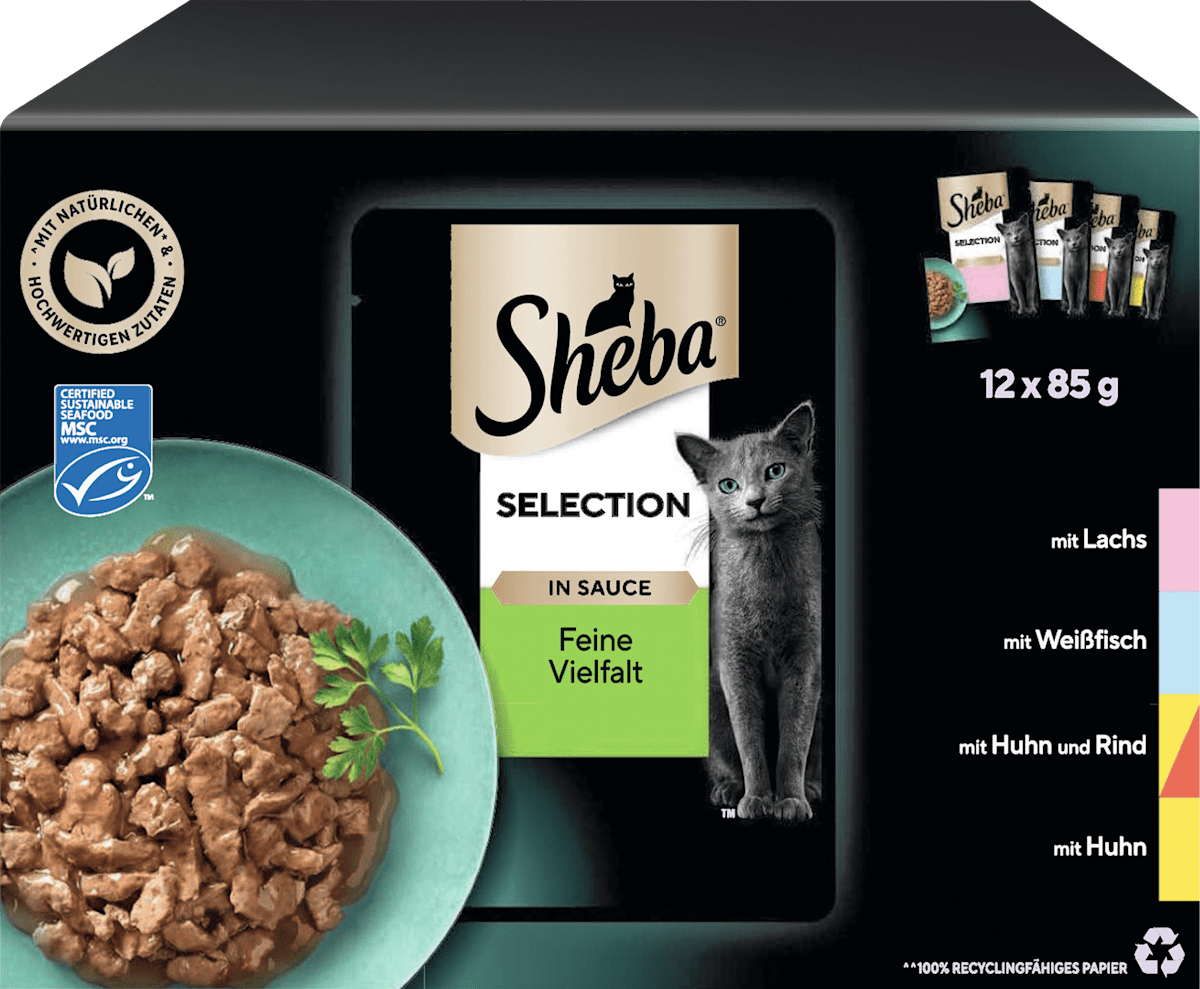 Sheba Nassfutter Katze, Huhn, Rind, Lachs & Weißfisch, Selection in ...