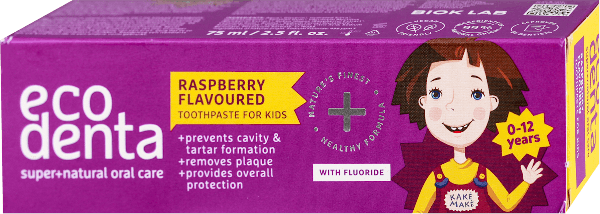 ecodenta Dečija pasta za zube - ukus maline, od 0-12 god., 75 ml | dm.rs