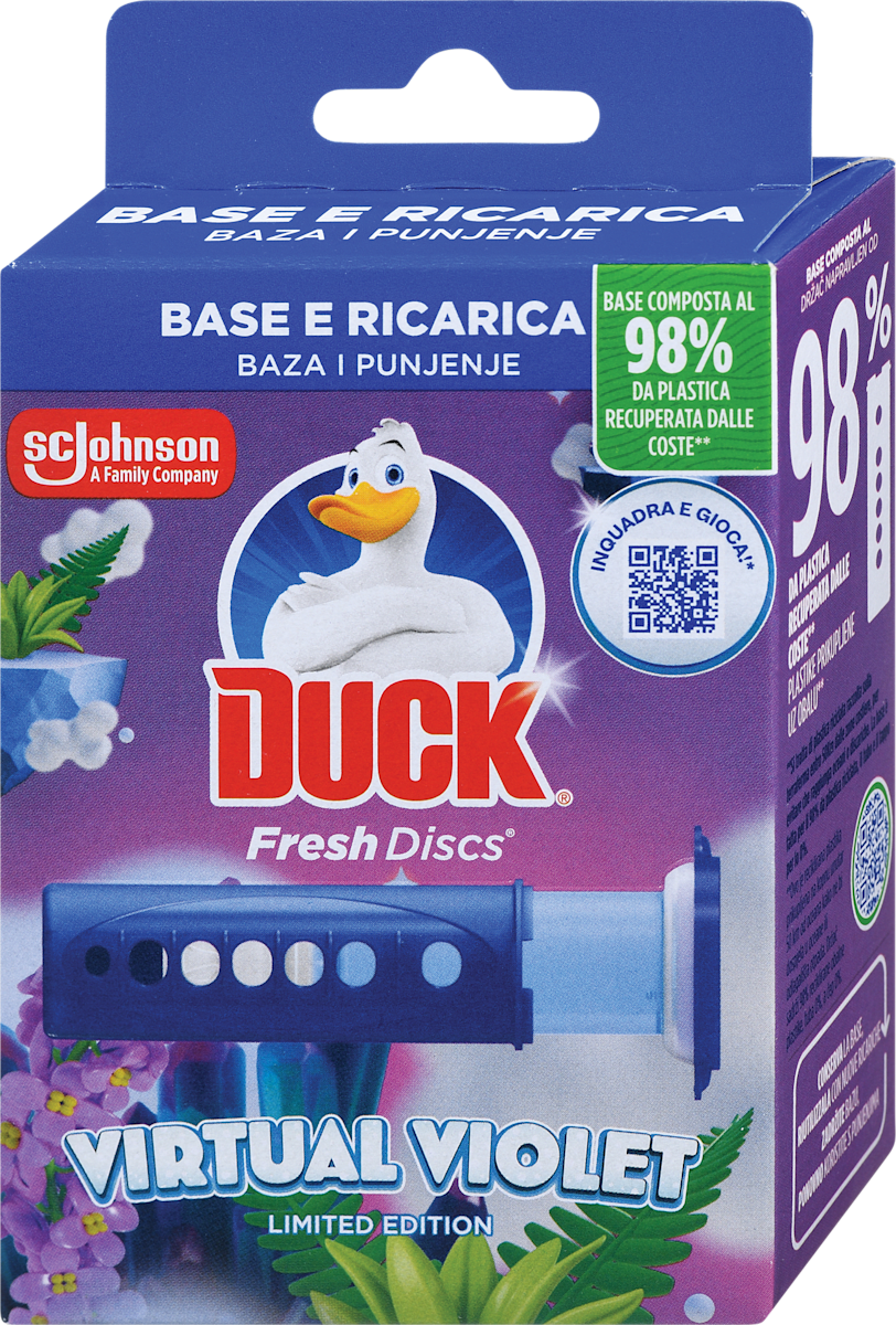 DUCK Gel za čiščenje in osveževanje WC školjke Virtual Violet, 36 ml ...