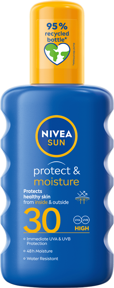 NIVEA SUN Хидратиращ слънцезащитен спрей Sun Protect&Moisture 30 SPF, 200 ml | dm България