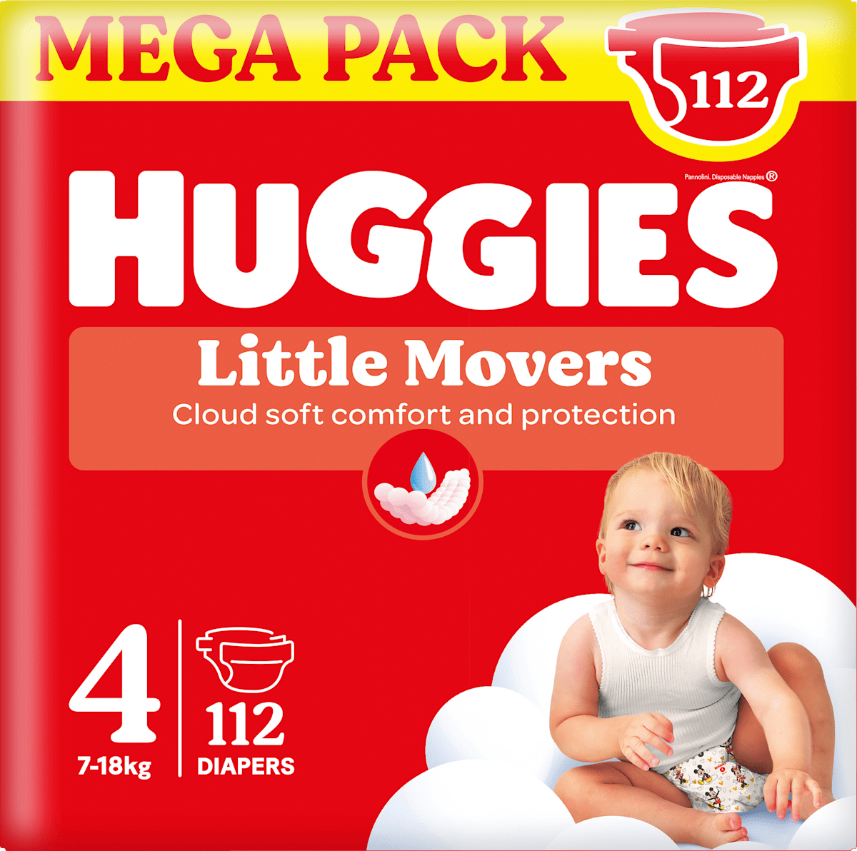 Huggies Pannolini Little Movers Mega Pack taglia 4 (7-18 kg), 112 pz | dm Italia