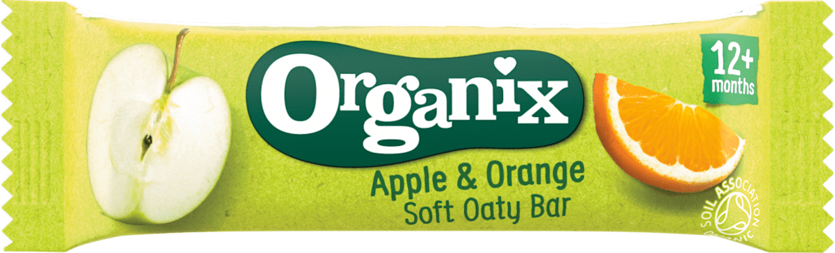 Organix Baton din ovăz cu mere și portocale 12 luni +, 23 g | dm.ro