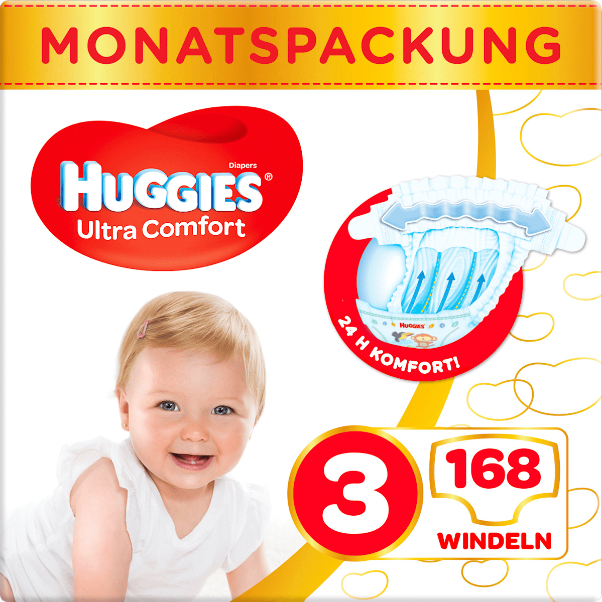 Huggies Windeln Ultra Comfort Gr. 3 (4-9 kg), Monatsbox, 168 St ...
