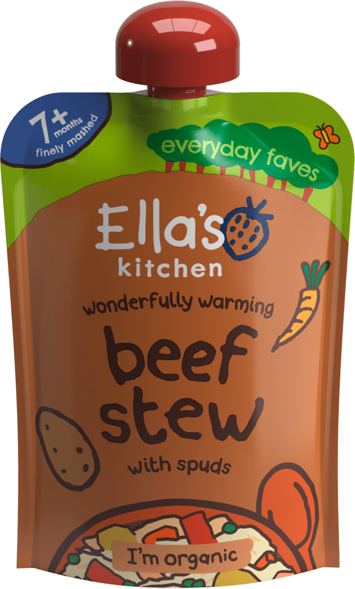 Ella’s Kitchen Bio kapsička Dusené hovädzie mäso so zemiakmi, 130 g | mojadm.sk