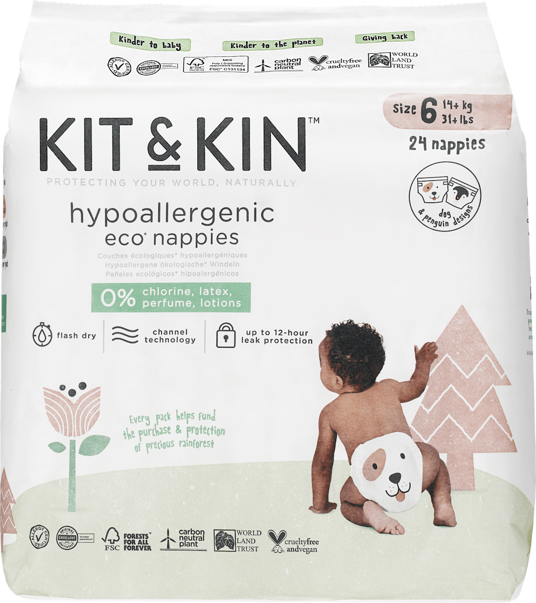 KIT&KIN Scutece hipoalergenice, numărul 6, 24 buc | dm.ro