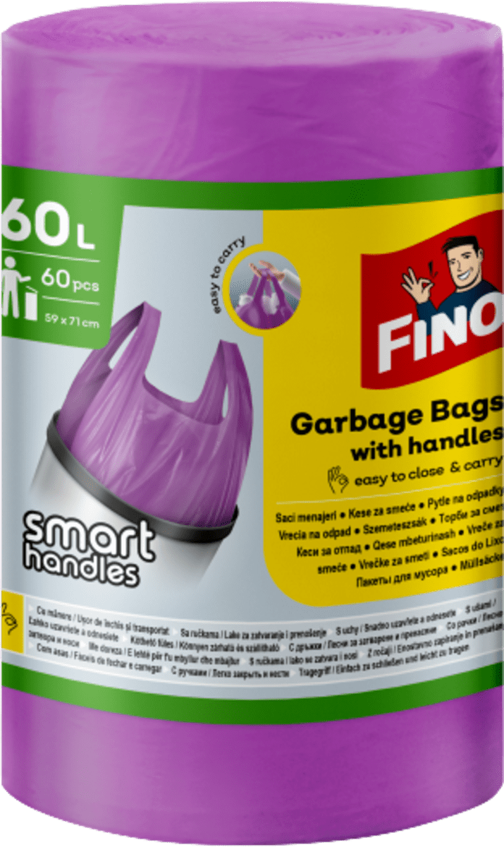 FINO odpadkové pytle s uchy 60L, 60 ks | dm.cz