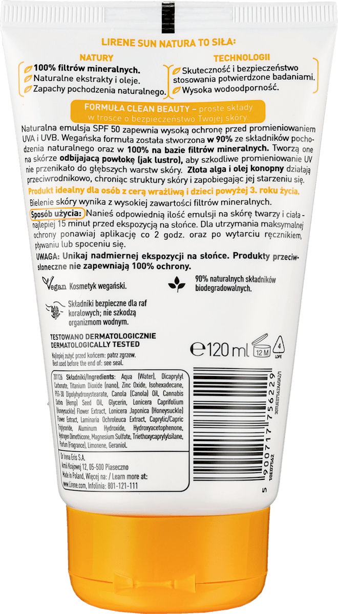Lirene Emulsja ochronna SPF 50, 120 ml kupuj w zawsze korzystnych cenach | dm