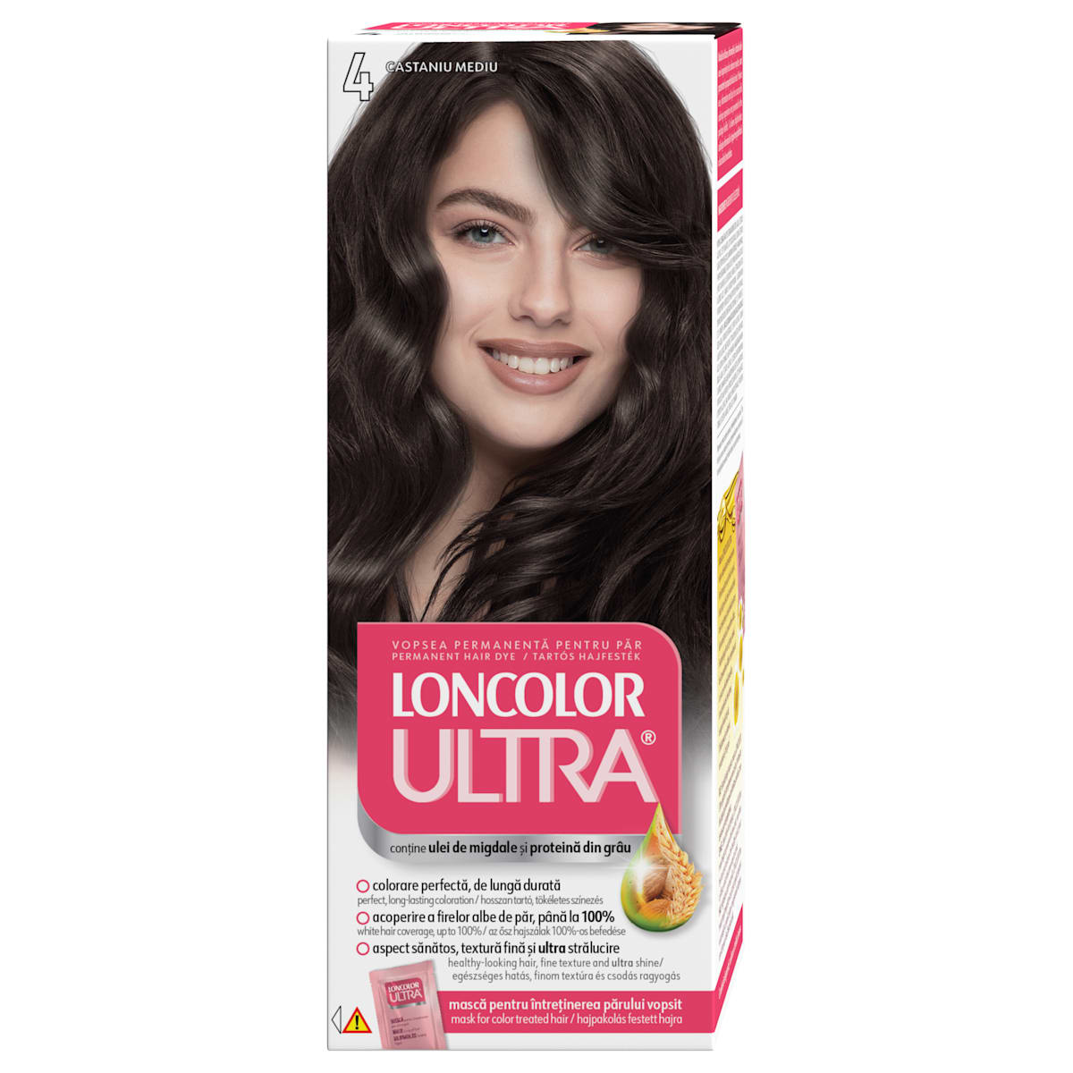 LONCOLOR ULTRA Vopsea permanentă 4 castaniu mediu, 1 buc | dm.ro