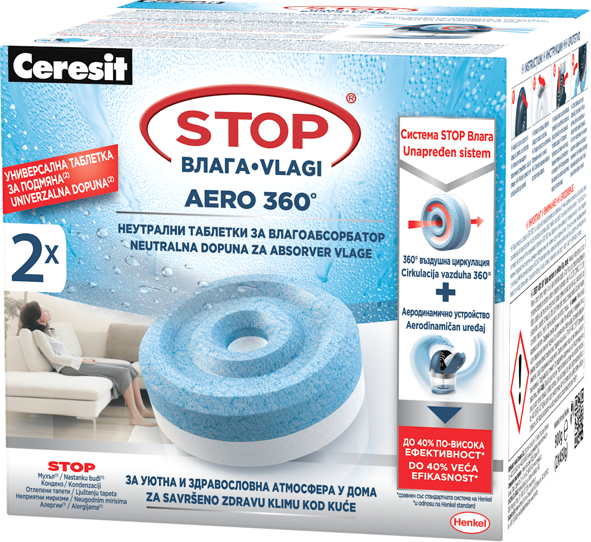 Ceresit STOP Таблетки за влагоабсорбатор Aero 360° 2в1, 2 бр. | dm България