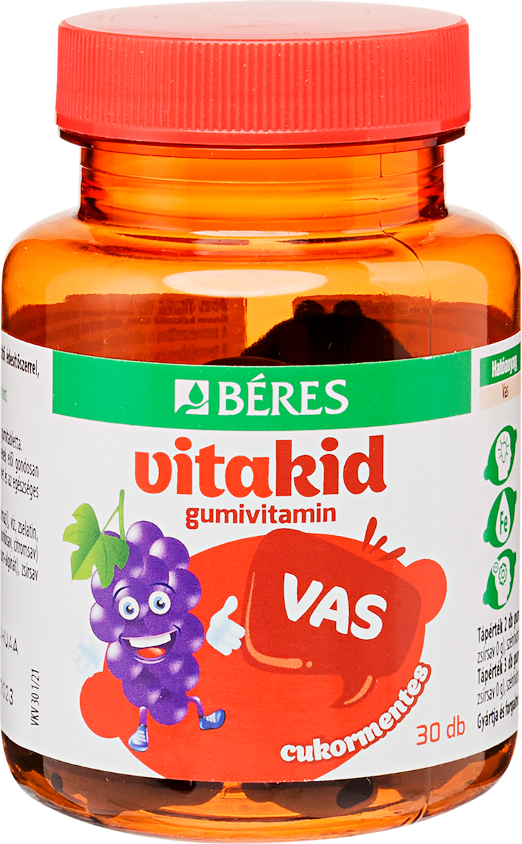 Béres Vitakid vas cukormentes gumivitamin, 30 db | dm.hu