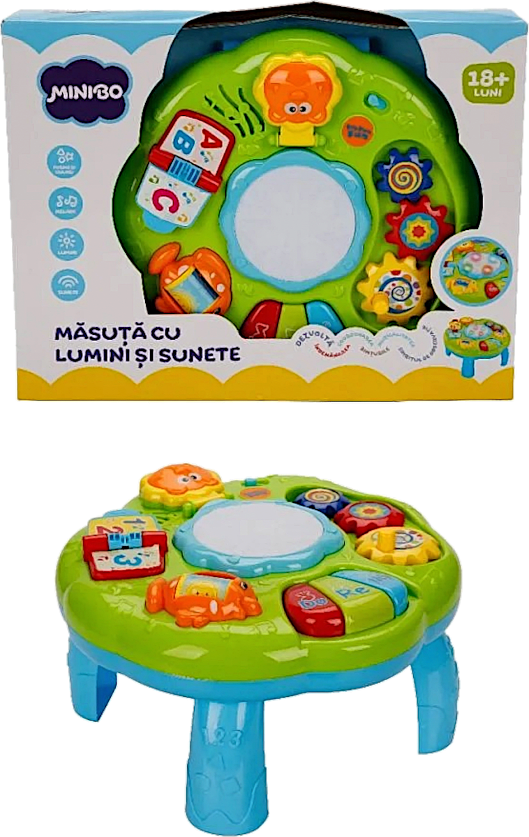 Minibo Măsuță cu lumini și sunete pentru bebeluși, 1 buc | dm.ro
