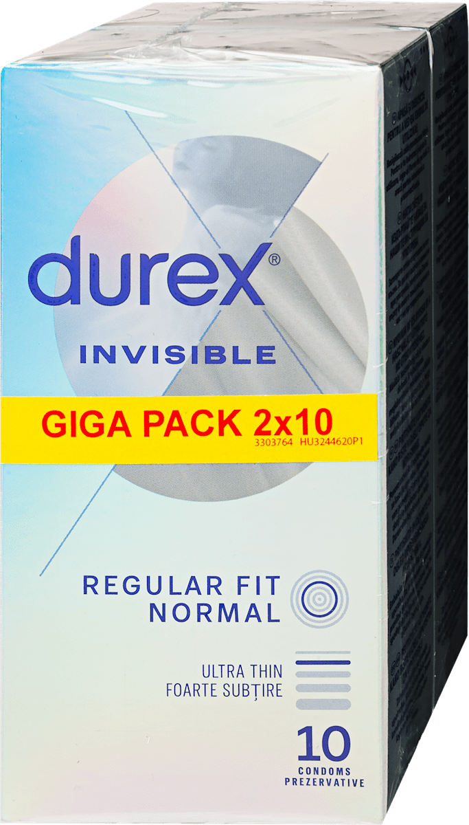 Durex Óvszer Invisible Regular Fit Normal, nagy kiszerelés, 20 db | dm.hu