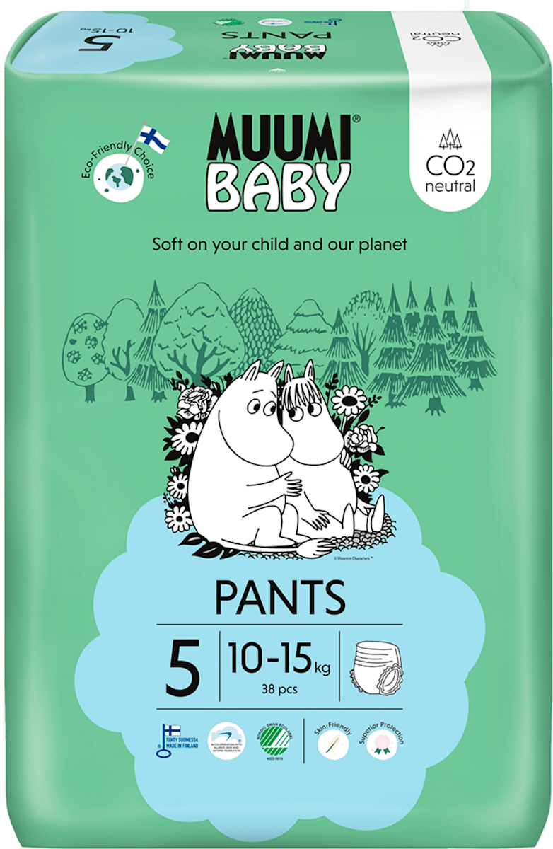 Muumi Baby Eko plienkové nohavičky - veľ. 5 (10-15 kg), 38 ks | mojadm.sk