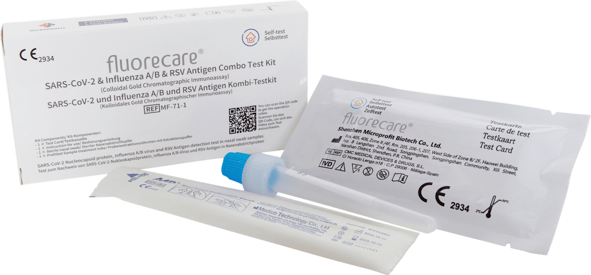 fluorecare Kombitest SARS-CoV-2 & Influenza A/B & RSV Antigen Combo ...