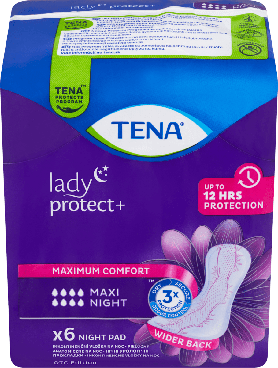 TENA Lady Protect+ inkontinenční vložky Maxi Night, 6 ks | dm.cz