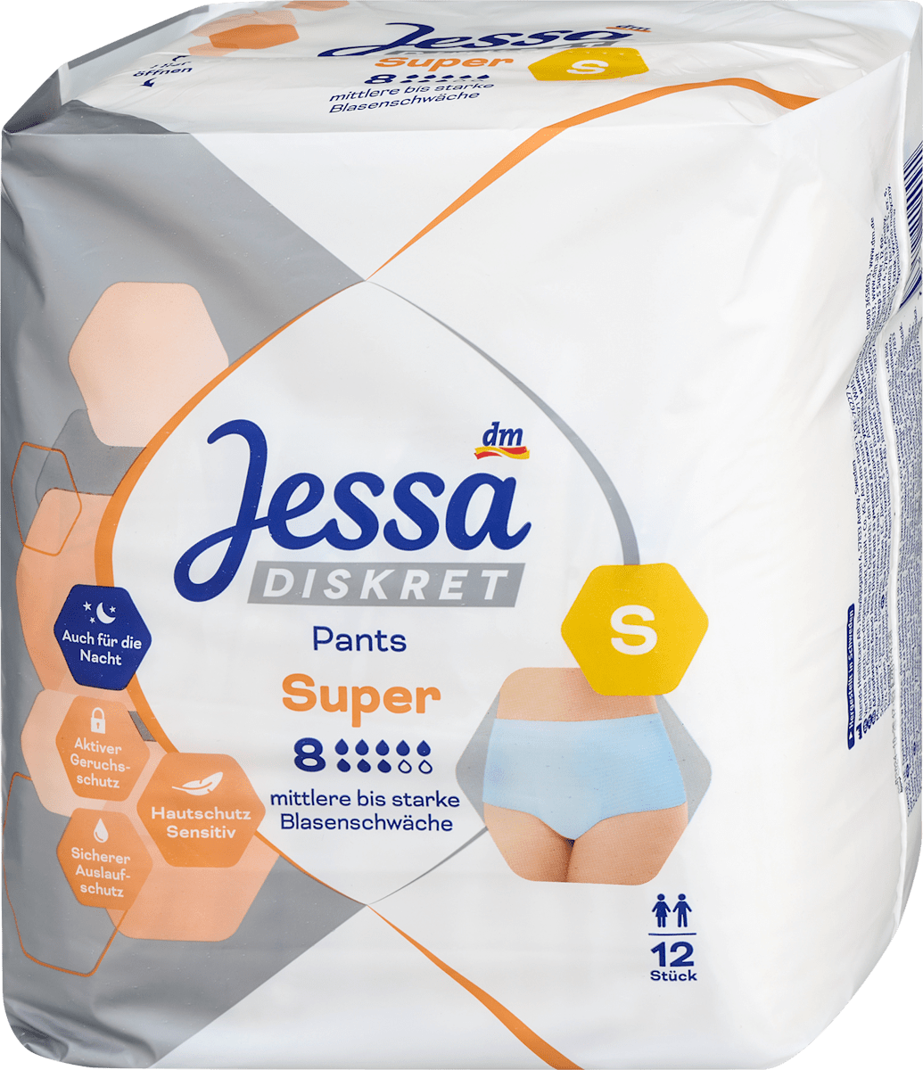 Jessa DISKRET Hygienické inkontinenčné nohavičky Super - veľ. S, 12 ks | mojadm.sk