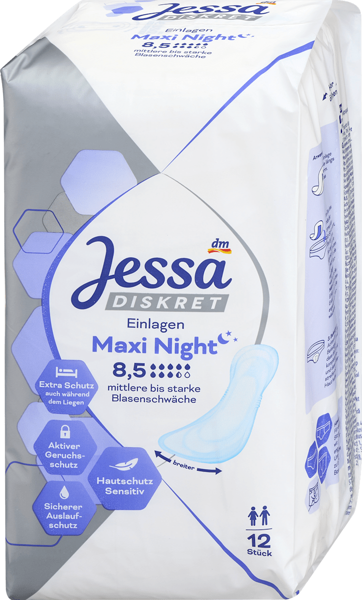 Jessa DISKRET Einlagen Inkontinenz Maxi Night, 12 St dauerhaft günstig ...